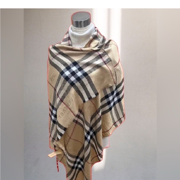 Burberry | Accessories | Burberry Checkered Scarf Beige And Black ...